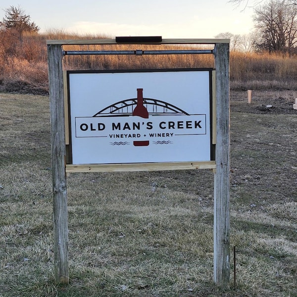 Custom Wooden Metal Wrapped Winery Sign Engraved Logo Vineyard ...