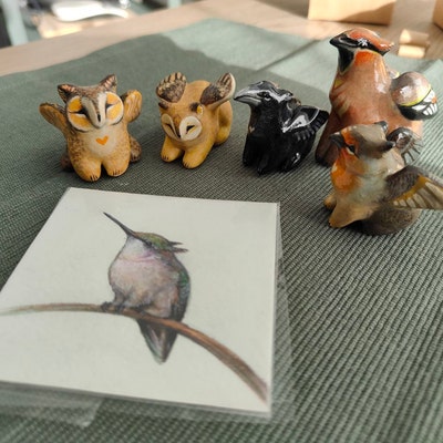 White Owl Griffin Figurine Snowy Gryphon Sculpture TO ORDER Tiny Clay ...