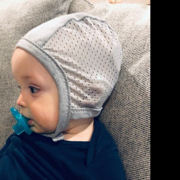 Ready to Ship Heather Gray With Light Gray Mesh Hearing Aid Cap for ...