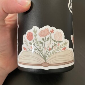 Floral Book Sticker / Open Book Sticker / Reading Sticker / - Etsy