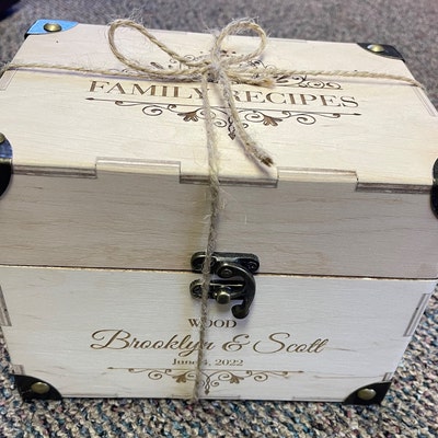 Personalized Wedding Recipe Box Bridal Shower Gift for Couple Wooden ...