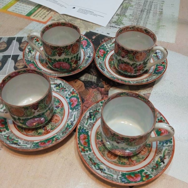 Red Geisha Girl Japan Tea Set Teacup Saucer Sugar Bowl Dish Plate ...