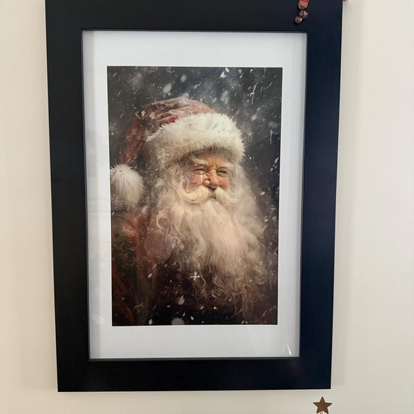 Santa Claus Portrait Print, Christmas Wall Art, Winter Holidays ...