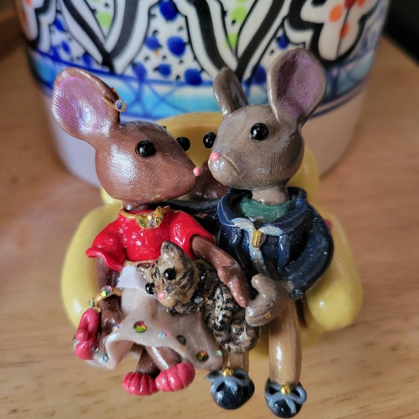 SET of 2 CUSTOM Polymer Clay Mice! Hansculpted and Created for You ...