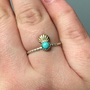 Turquoise Ring, Shell Ring, Mermaid Ring, Sterling Silver Ring ...