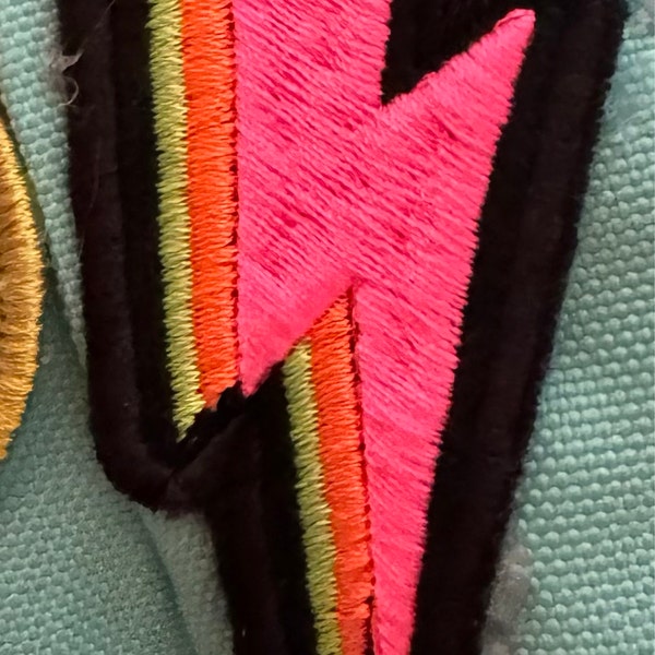 Neon Embroidered Patch, Gamer, Rock and Roll, Retro 80s 90s, Lightning ...