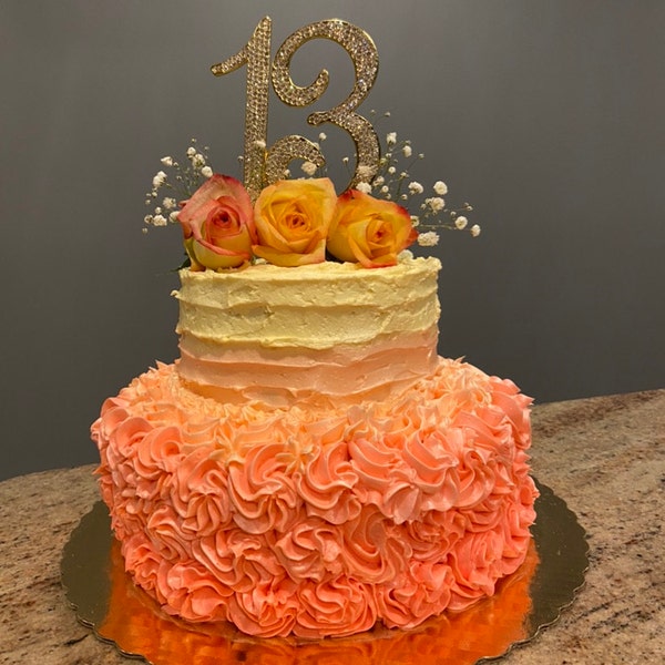 13 Birthday Cake Topper GOLD 13th Birthday Number 13 Cake Decoration ...