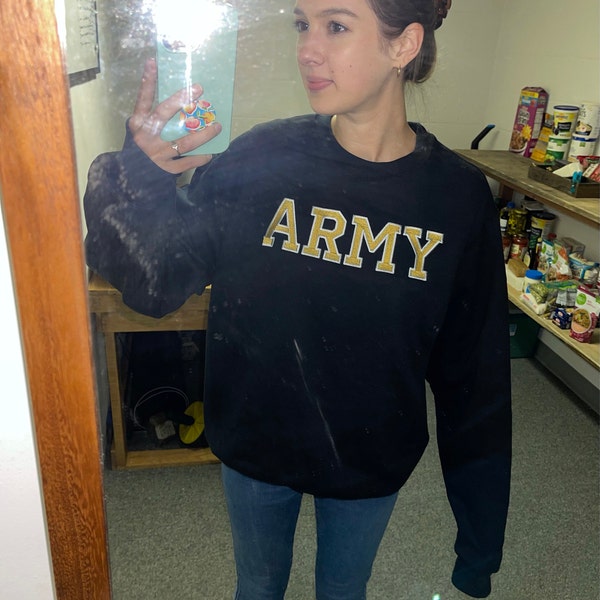Army Aviation Crew Neck Sweatshirt, Black and Gold, Embroidered - Made ...