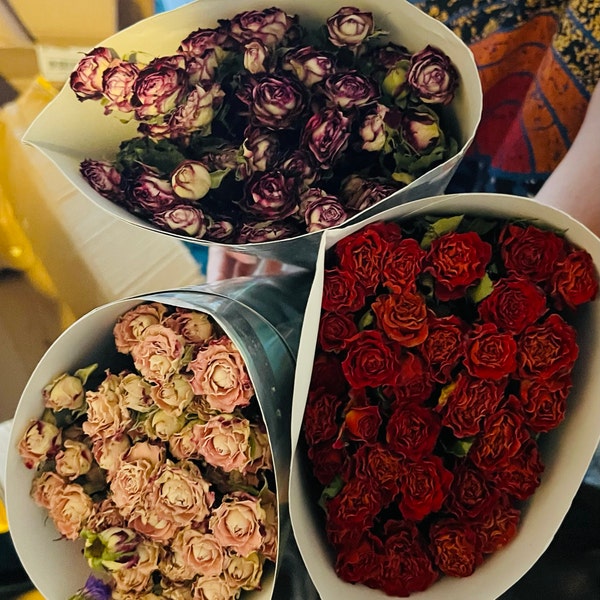 35 Small Rose Bouquet, Dried Rose Bouquet, Dried Flower Bouquet Natural ...