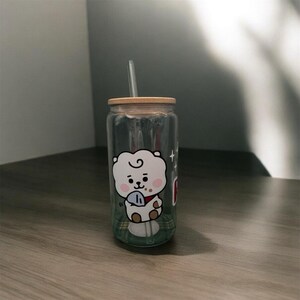 BTS Iced Coffee Glass BT21 Minini Heads Beer Can Glass BTS BT21 Gifts ...