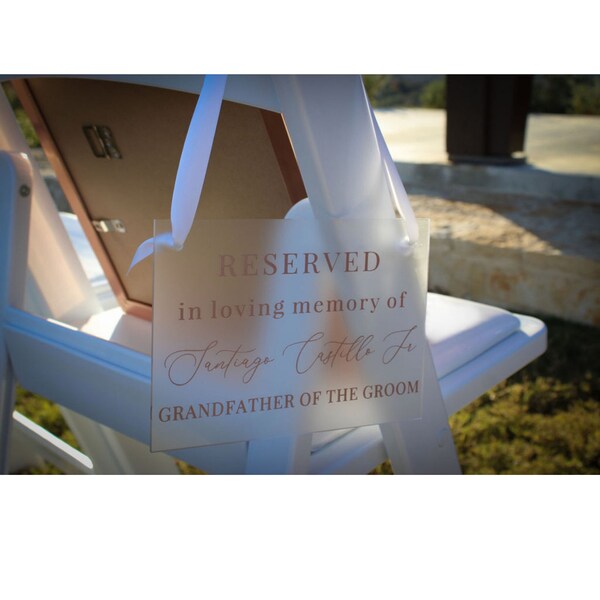 In Loving Memory Sign for Wedding Ceremony, Reserved Seat, Seating ...