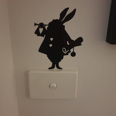 White Rabbit Velvet Sticker Fabric Bunny Rabbit Wall Decal Alice's ...