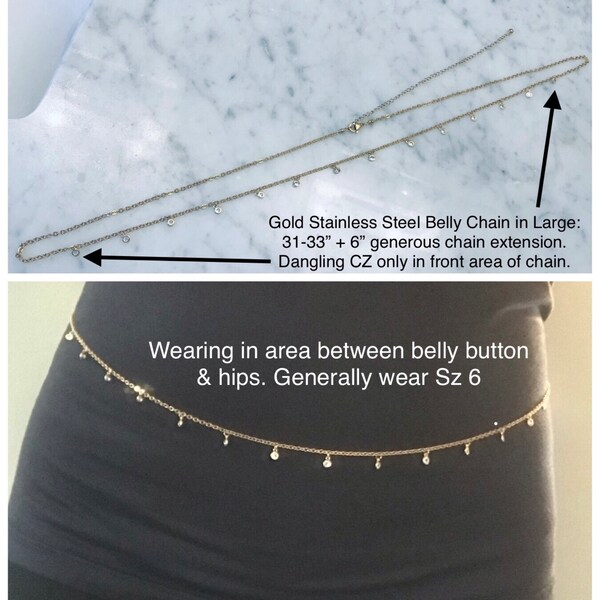 Crystal Ladder Body Chain 14k Gold Filled Body Chain Gold Stainless ...