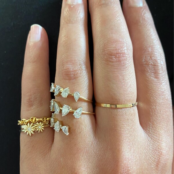 Personalized 18k Thin Band Ring, Engraved 18k Solid Yellow Gold Ring, 1.5mm Custom Gold Square ...