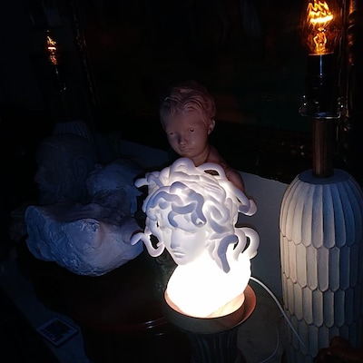 Medusa Bust Lamp, Mythology, RGB Light, Color Changing, Gaming Decor ...