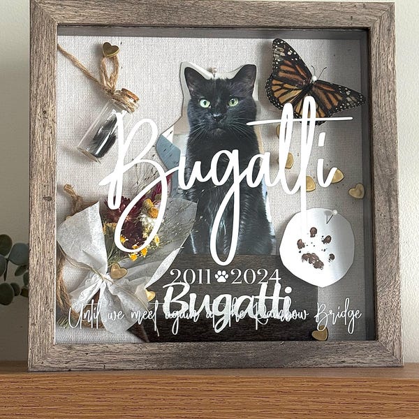 Personalized Pet Dog/cat Memories Memorial Keepsake Shadowbox With Name ...