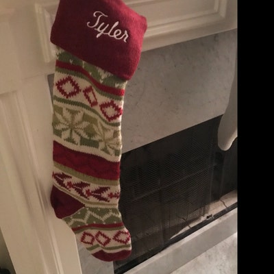 Personalized Knitted Christmas Stockings Red Green White - Etsy