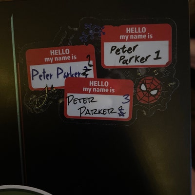 Peter Parkers Transparent Sticker/ Spider Man Name Tag Funny Disney ...