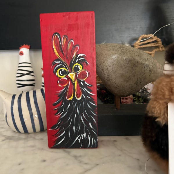 Farmhouse Rooster, Whimisical Rooster, Farm Animal, Hand Painted - Etsy
