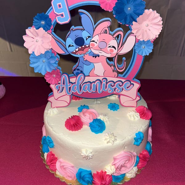 Stitch Cake Topper | Hawaiian Cake Topper | Stitch and Angel Party ...