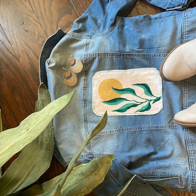 Daisy Patch Hand Painted Denim Patches Floral Upcycled Jeans for Women ...