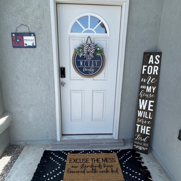 Scripture Porch Sign, Welcome Front Door Sign, Religious Housewarming ...