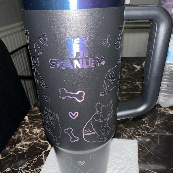 Engraved French Bulldog 40 Oz Black Chroma Stanley Tumbler,french ...