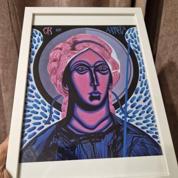 Icon of Saint Guardian Archangel Michael – Modern Religious Art Print ...