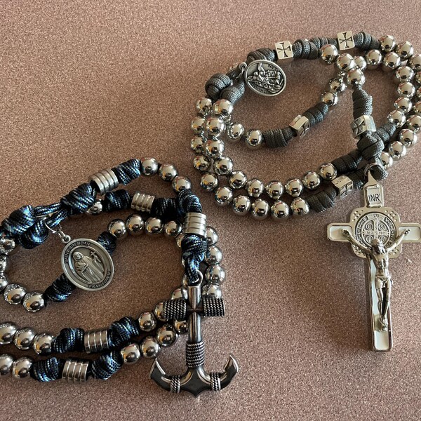 Miniature 9 Crusader Templar Red Cross Anglican Rosary. 6mm Stainless ...