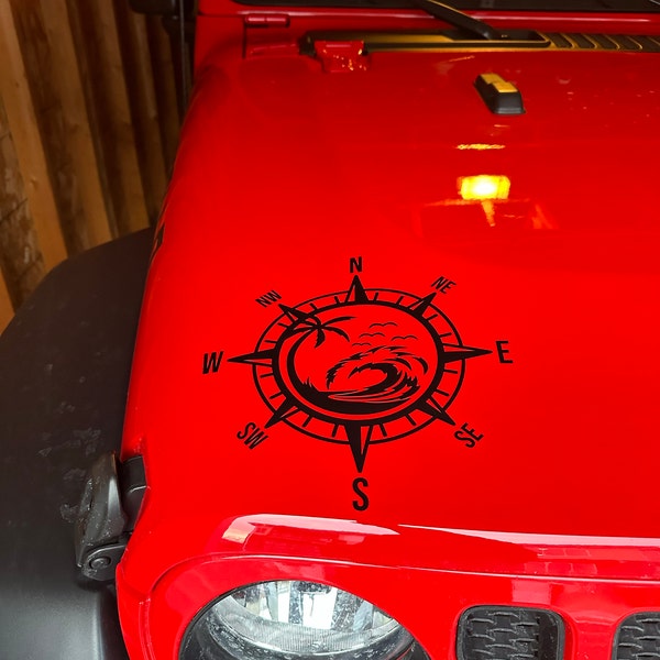 Beach Theme Nautical Compass Vinyl Sticker Hood Decal Fits Jeep ...