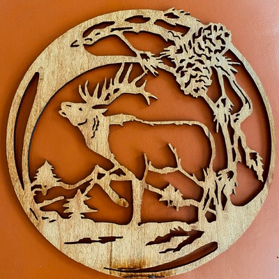Wooden Deer Cut, Laser Cut Buck, Buck Deer Wall Hanging, Birch Wood ...