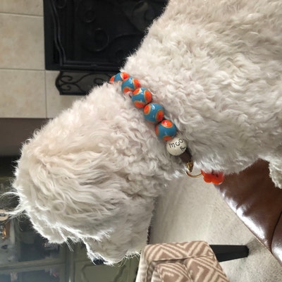 FREE Spirit Wood Bead Dog Collar, Hand Painted Beads, Carved Wood Beads ...