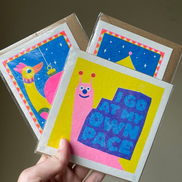 Risograph Mini Print // 3 Colour // SUN - Etsy