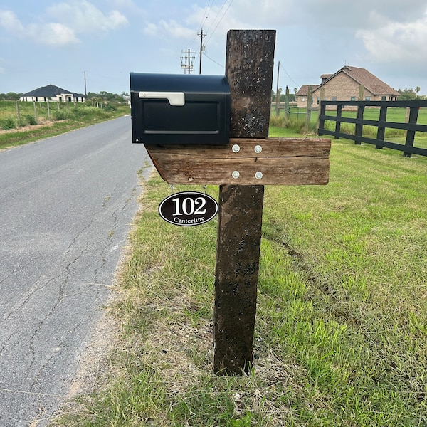 Personalized Oval Mailbox Sign With Large House Numbers, 7 X 12 ...