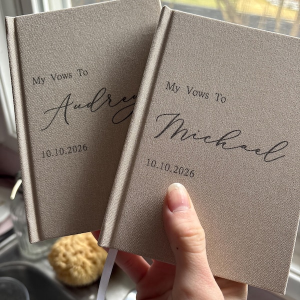 Personalized Two Vow Books With Gilded Edge, Elegant Bride & Groom Gift ...
