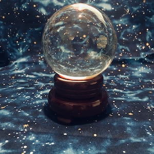 Crystal Ball With Wooden Base, Fortune Teller Gift, Large Crystal Ball ...