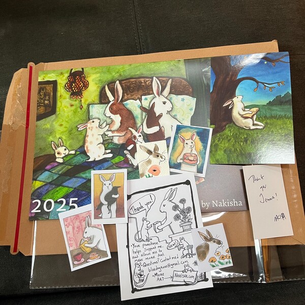 Large Print - Dancing Rabbits - Fine Art Rabbit Painting Print, Wedding ...