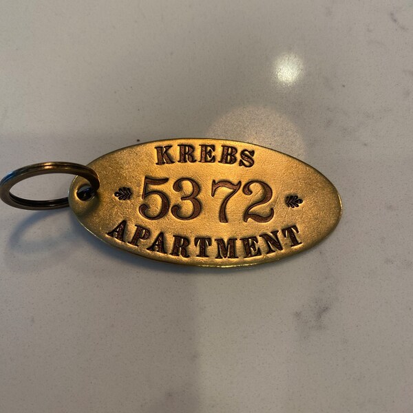 Custom Hand Stamped Hotel Room Key Tags - 3" X 1.5" Brass Oval Key ...