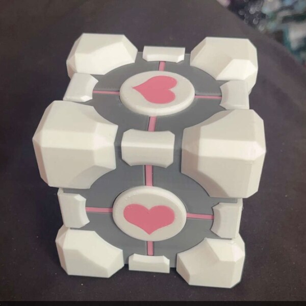 Portal Companion Cube Box | 3D Printed Weighted Companion Cube Storage ...
