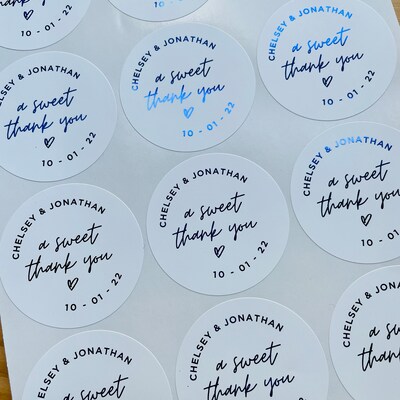 A Sweet Thank You Stickers, Gold Foil, Silver Foil, Wedding Stickers ...