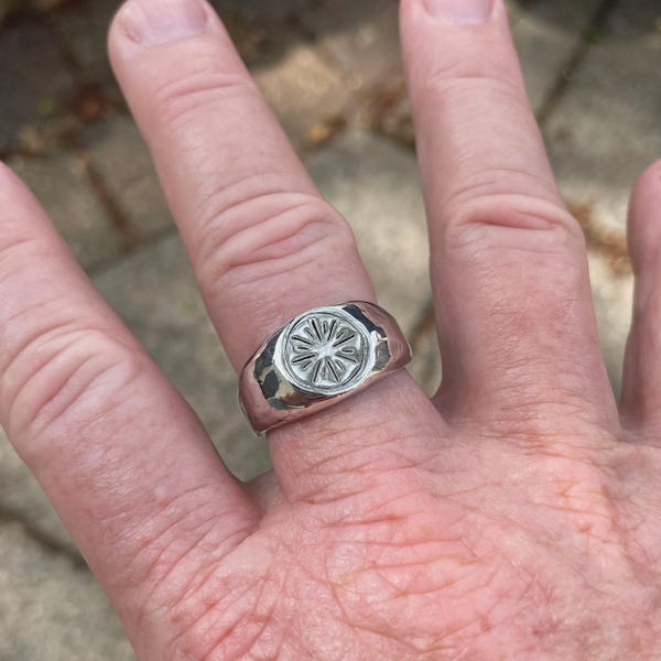 Origami Crane | Heavy Signet Ring | Hand Crafted Small Batch Mens 925 Recycled Silver Ring ...