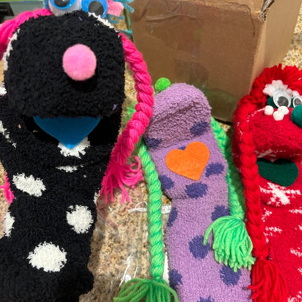 Doopalpoops Pre-made Fuzzy Sock Puppets – Handmade Cozy Puppets for ...