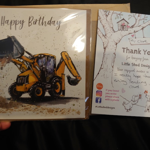 Digger Birthday Card - Yellow Diggers - Construction Birthday Cards ...