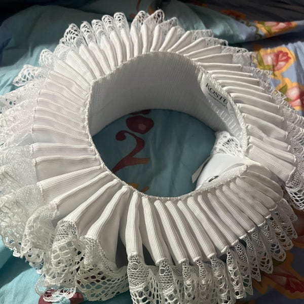 Elizabethan Neck Lace Collar - Black Ruff - Historical Tudor Ruffled ...