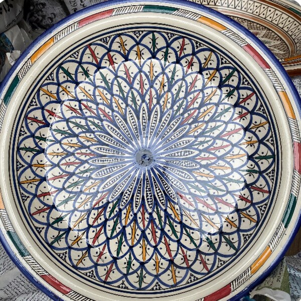 Moroccan Handmade Terracotta Tagine Deep ( Gamila Style)23cm D,8cm Deep ...