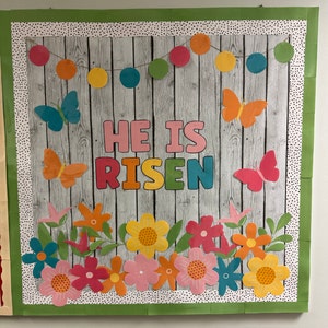Biblical Affirmation He is Risen Easter Bulletin Board Kit - Etsy
