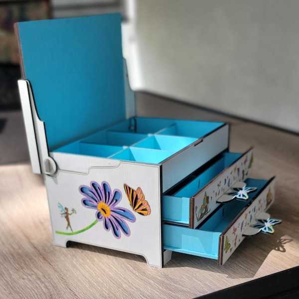 Laser Cut Jewelry Box With Sliding Lock File, 3mm, 1/8inch Box Svg Dxf ...