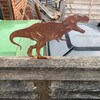 Rusty Metal T-rex Dinosaur Fence Post Topper Garden Ornaments Art ...