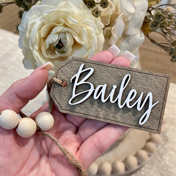 Personalized Stocking Name Tags //farmhouse Style // Rustic Gift Tag ...