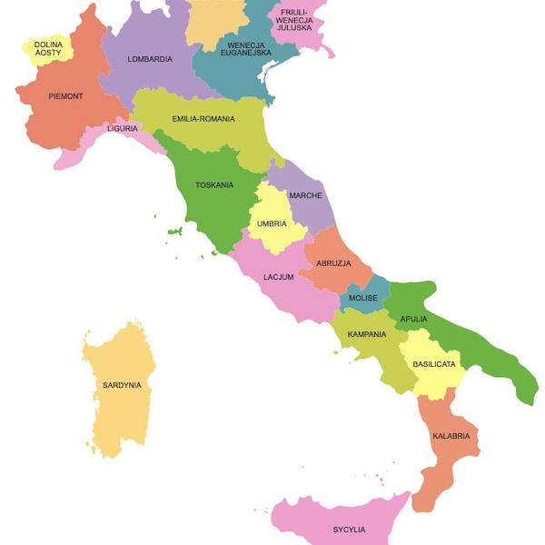 Italy Map Vector, Regions of Italy, Italy States, Editable Italy Map ...
